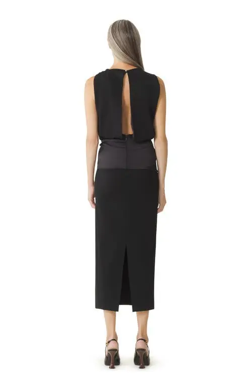 LANVIN Midi Dress In Jersey And Satin - Black
