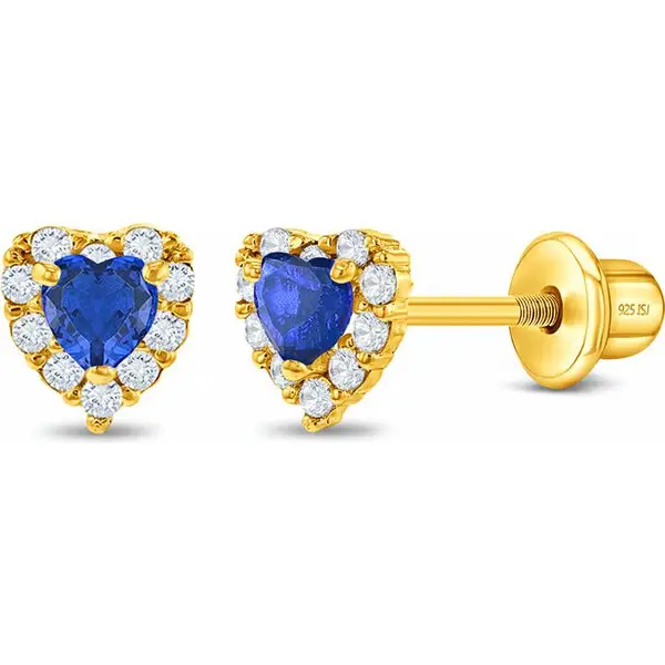 IN SEASON JEWELRY Cubic Zirconia Encrusted Heart Earrings - Blue