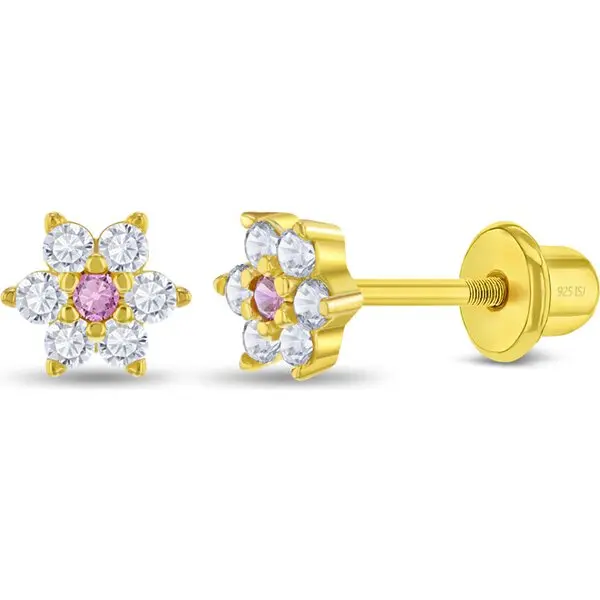 IN SEASON JEWELRY Flower Cubic Zirconia Stud Earrings - Pink