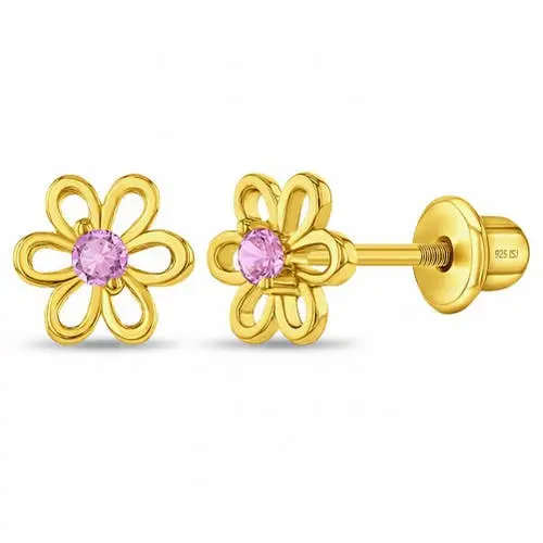IN SEASON JEWELRY Flower Cubic Zirconia Flower Earrings - Pink