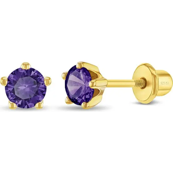 IN SEASON JEWELRY Prong Solitaire Stud Earrings - February