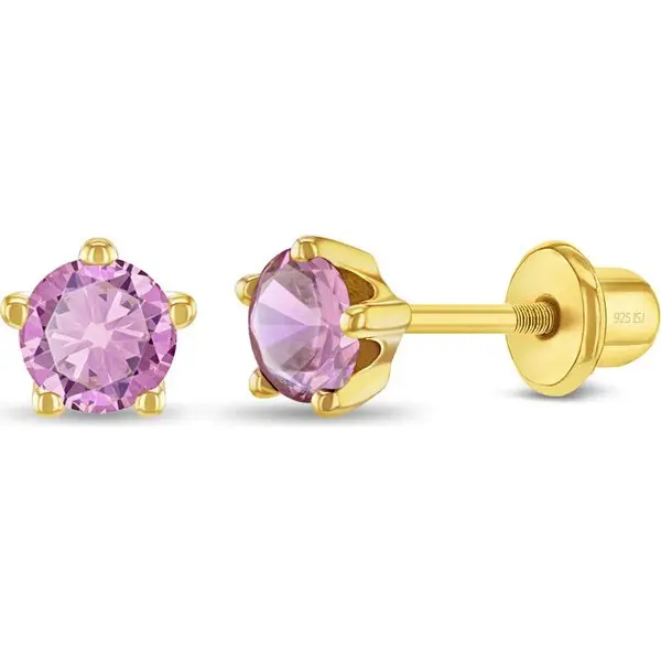 IN SEASON JEWELRY Prong Solitaire Stud Earrings - Pink