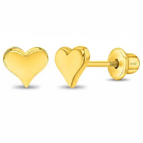 IN SEASON JEWELRY Tiny Polished Heart Earrings - Gold