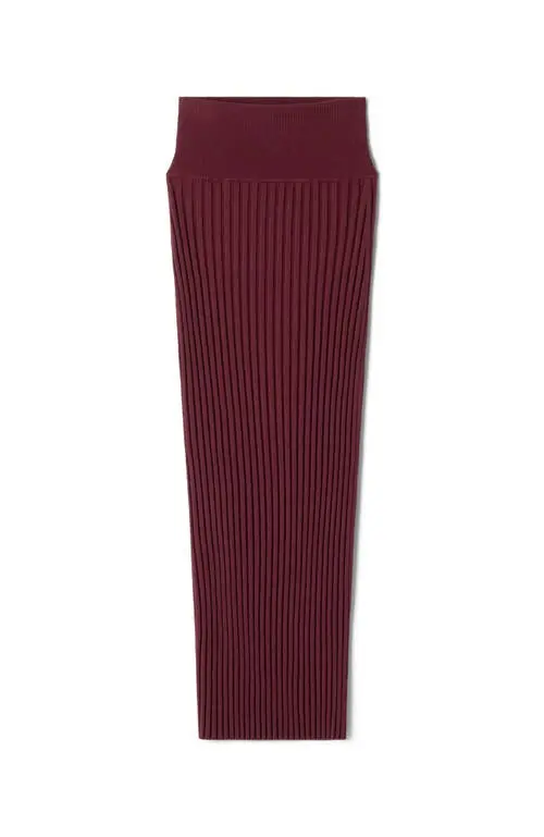 LANVIN Midi Ribbed Viscose Knit Pencil Skirt