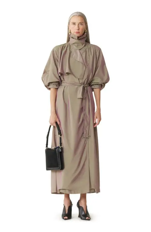 LANVIN Flowing Taffeta Trench Coat - Taupe