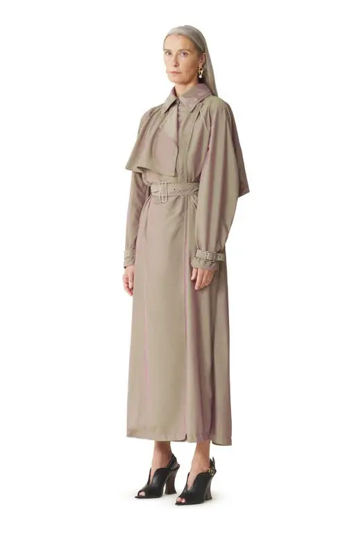 LANVIN Flowing Taffeta Trench Coat - Taupe