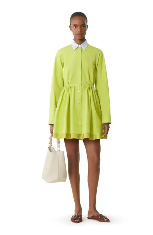 LANVIN Green Short Shirt Dress In Cotton Poplin - Absinth Green