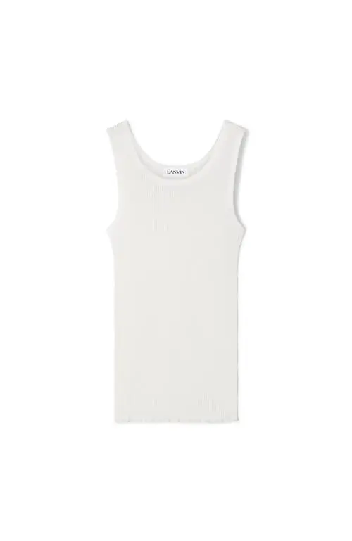 LANVIN Pleated Jersey Tank Top - White