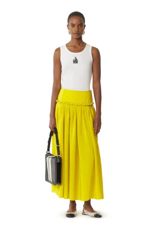 LANVIN Basque Skirt In Charmeuse - Yellow