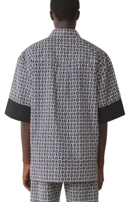 LANVIN Loose-fit Printed Cotton Shirt - Storm/black