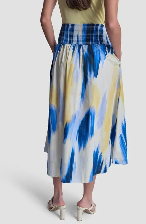 Dkny Abstract Print Poplin Midi Skirt