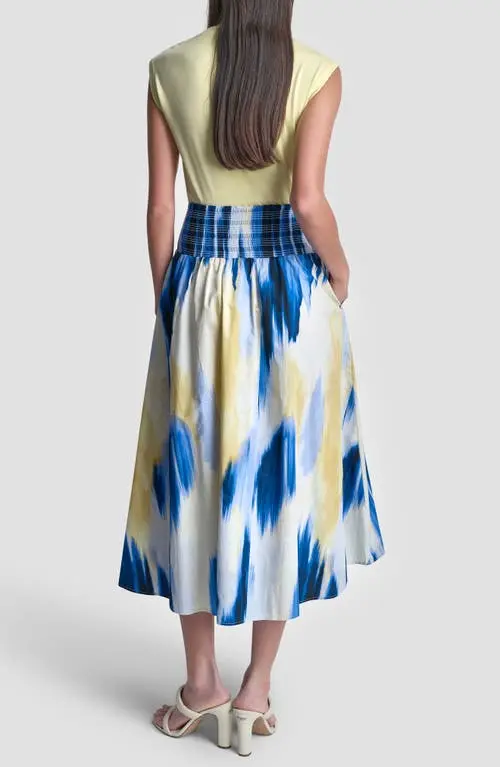 Dkny Abstract Print Poplin Midi Skirt