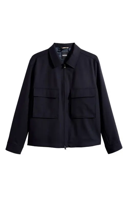 BOSS Carper Virgin Wool Shirt Jacket - Dark Blue