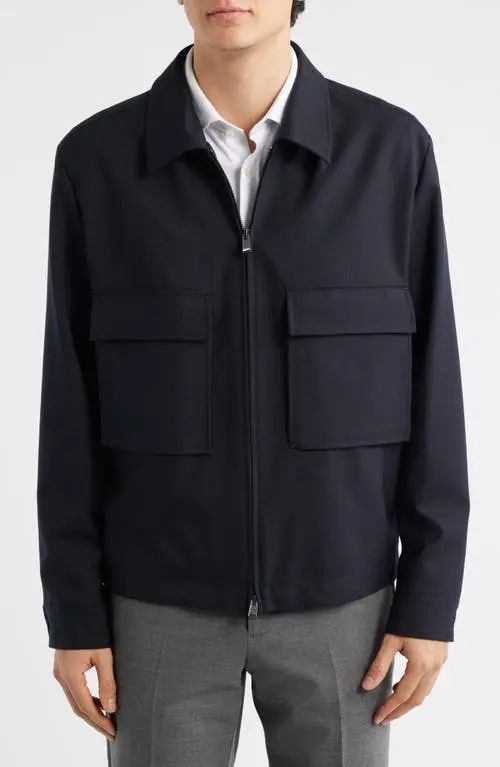 BOSS Virgin Wool Shirt Jacket - Dark Blue