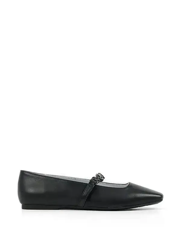 Karl Lagerfeld Leather Ballet Flats With Embellishment Strap