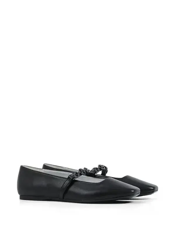 Karl Lagerfeld Leather Ballet Flats With Embellishment Strap
