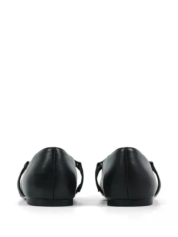 Karl Lagerfeld Leather Ballet Flats With Embellishment Strap