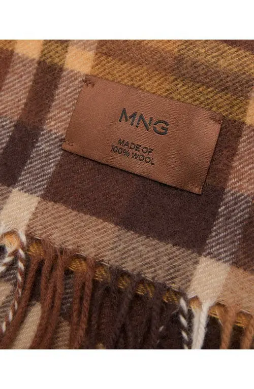 Mango Check Wool Scarf