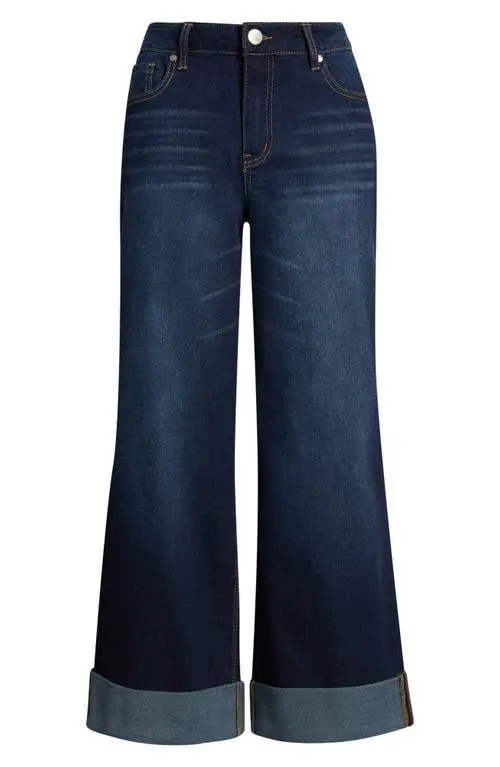 1822 Denim High Waist Rolled Cuff Slim Wide Leg Jeans - Xay