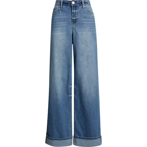 1822 Denim High Waist Cuff Slim Wide Leg Jeans - Kinsley