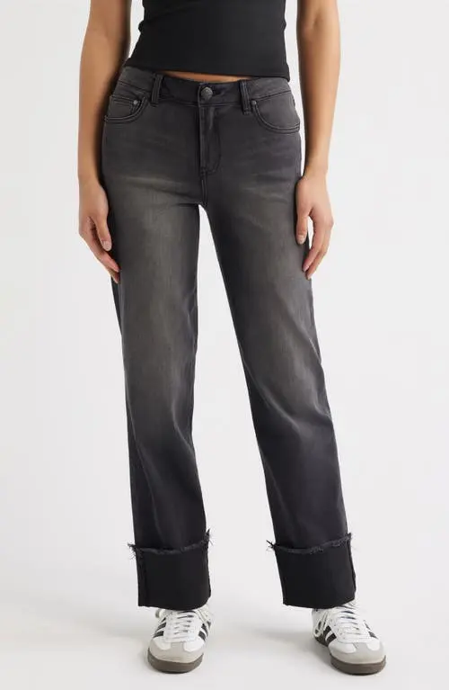 1822 Denim Cuffed Raw Hem Straight Leg Jeans