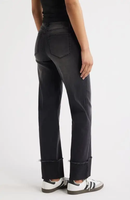1822 Denim Cuffed Raw Hem Straight Leg Jeans