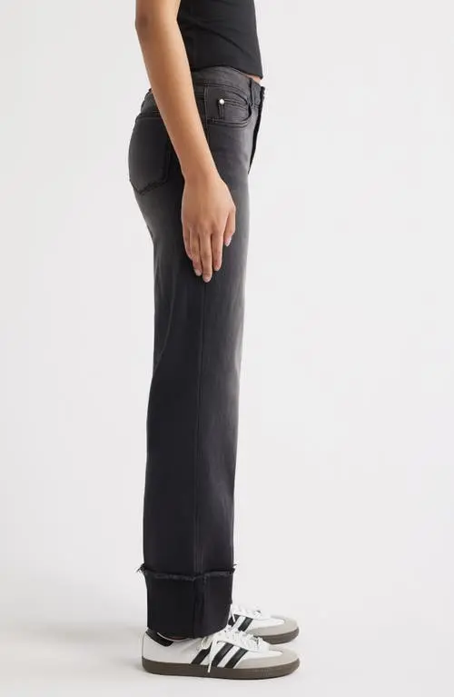 1822 Denim Cuffed Raw Hem Straight Leg Jeans