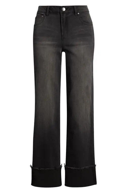 1822 Denim Cuffed Raw Hem Straight Leg Jeans