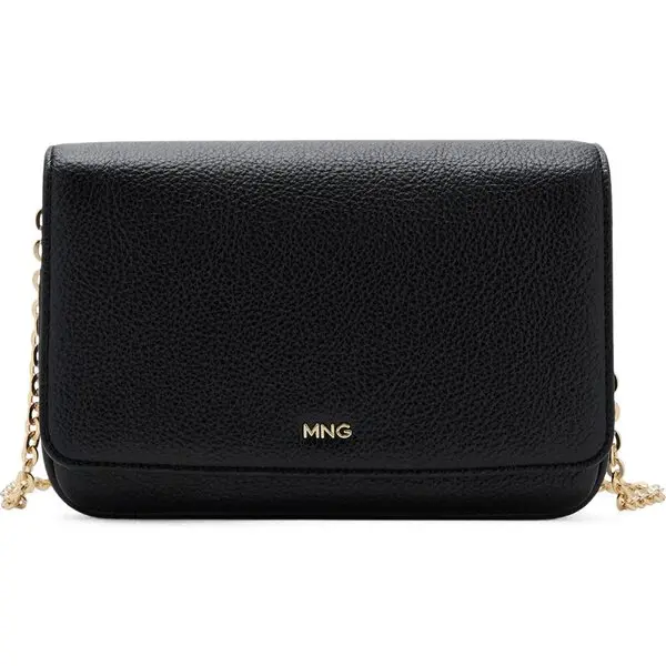 Mango Small Faux Leather Crossbody Bag - Black