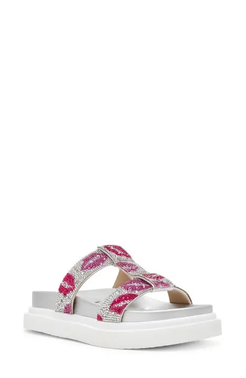 Betsey Johnson Billy Metallic Flatform Slide Sandal - Multi Lips