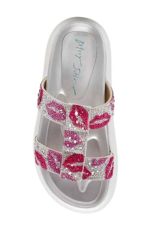 Betsey Johnson Billy Metallic Flatform Slide Sandal