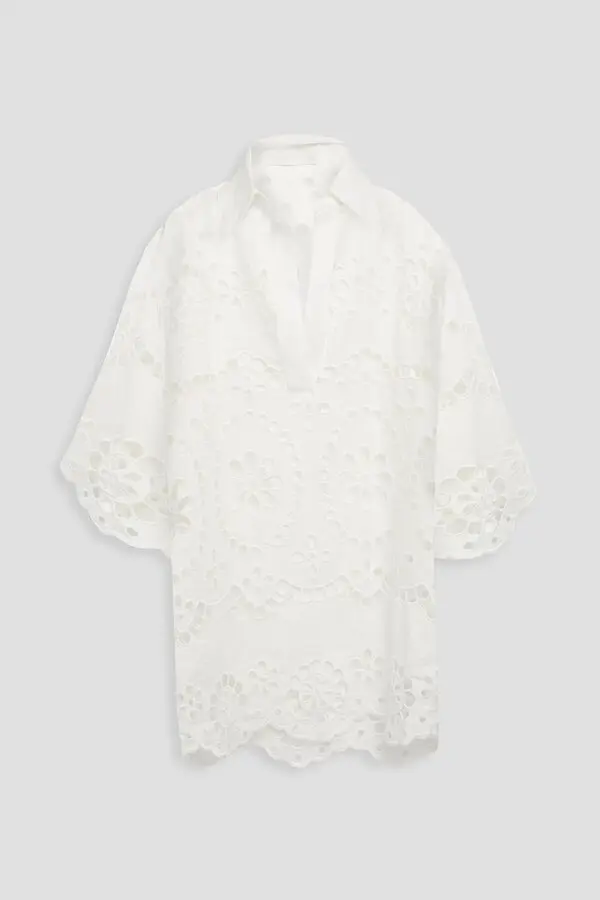 Zimmermann Broderie Anglaise Linen Tunic - Ivory