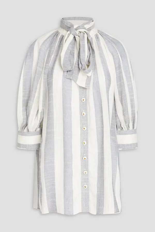 Zimmermann Pussybow Striped Gauze Blouse - Ivory