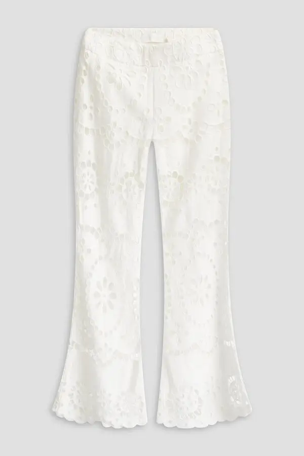 Zimmermann Broderie Anglaise Linen Flared Pants - Ivory