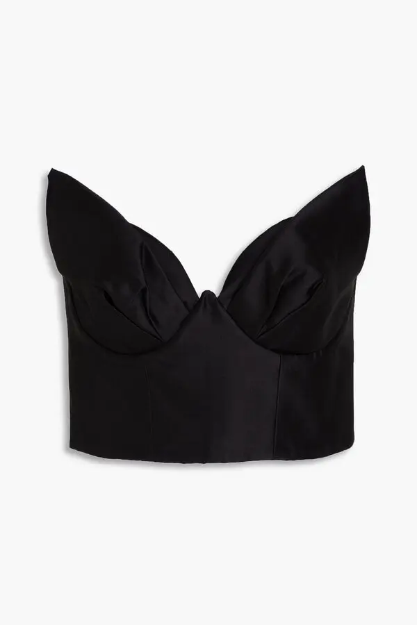 Zimmermann Cropped Strapless Silk And Woolblend Satin Top - Black