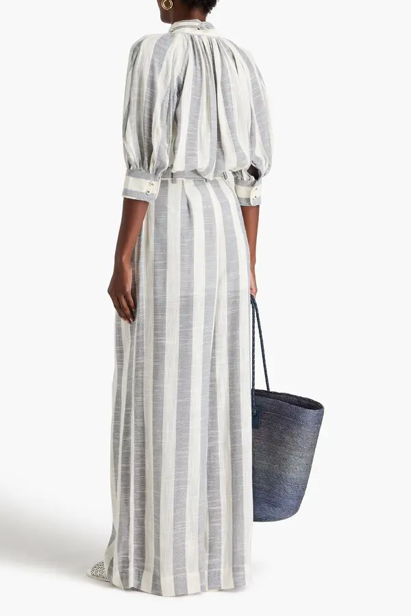 Zimmermann Belted Striped Gauze Wide-leg Pants