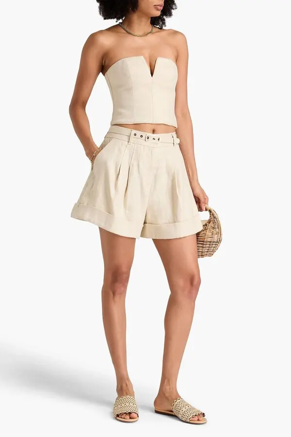Zimmermann Belted Linen High-rise Shorts
