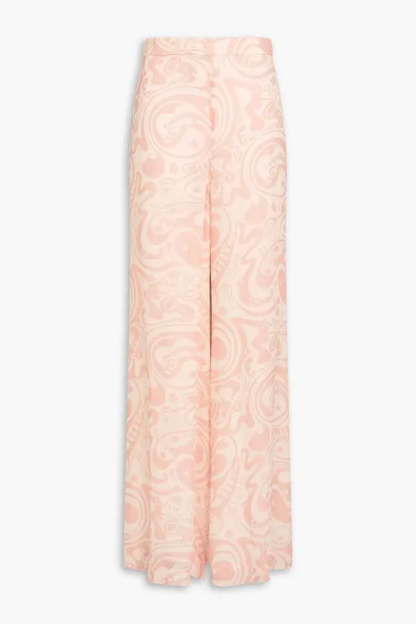 Zimmermann Printed Chiffon Flared Pants - Blush