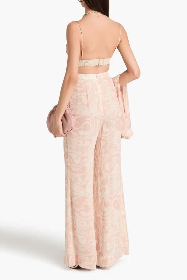 Zimmermann Printed Chiffon Flared Pants