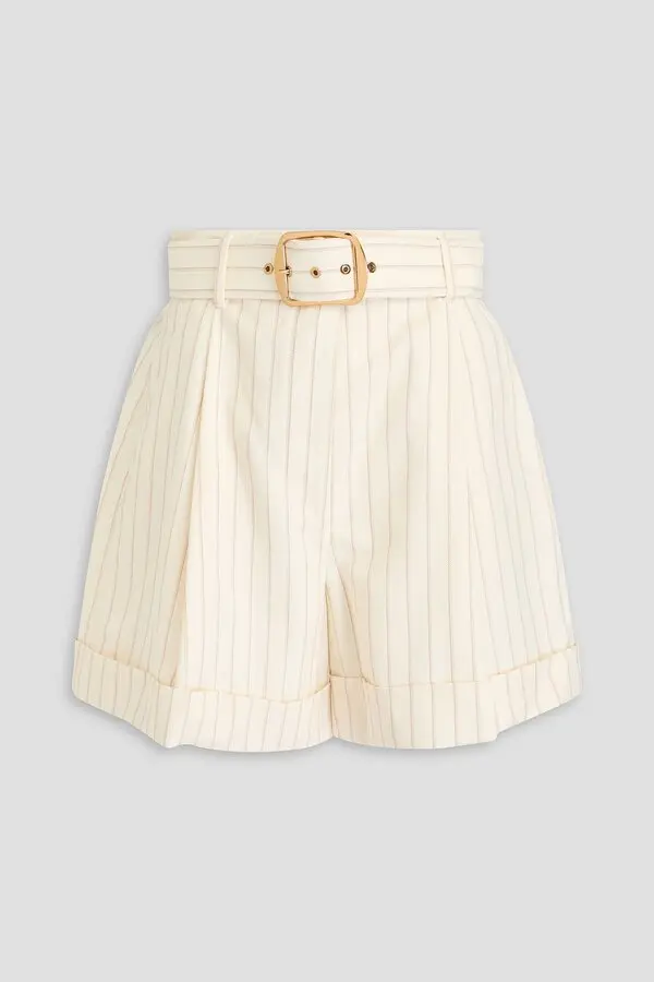 Zimmermann Belted Striped Jacquard Shorts - Cream