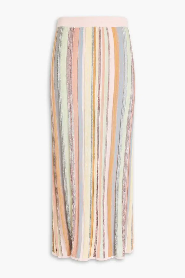 Zimmermann Striped Ribbedknit Midi Skirt - Multicolor