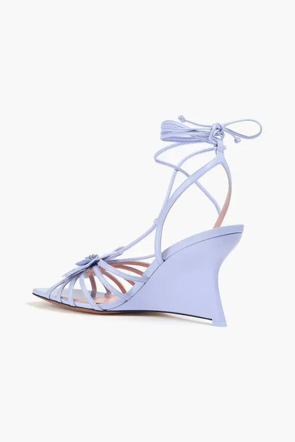 Zimmermann Floral-appliquéd Patent-leather Wedge Sandals