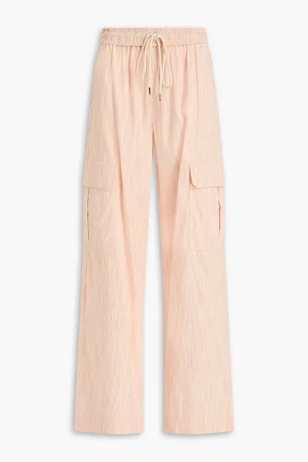 Zimmermann Striped Linenblend Cargo Pants - Pastel Orange