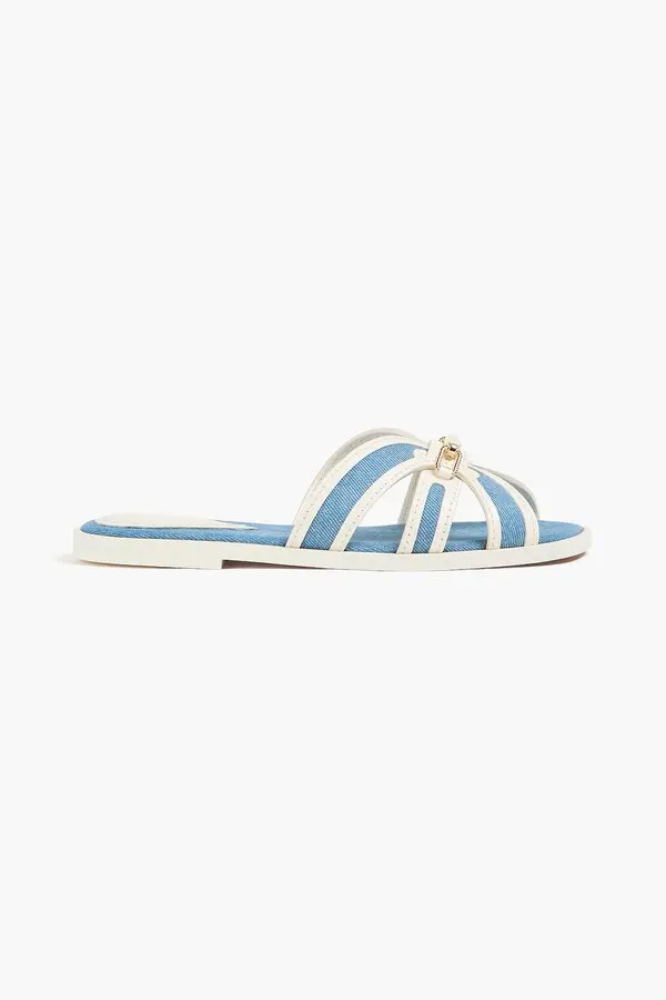 Zimmermann Leather And Denim Sandals - Mid Denim