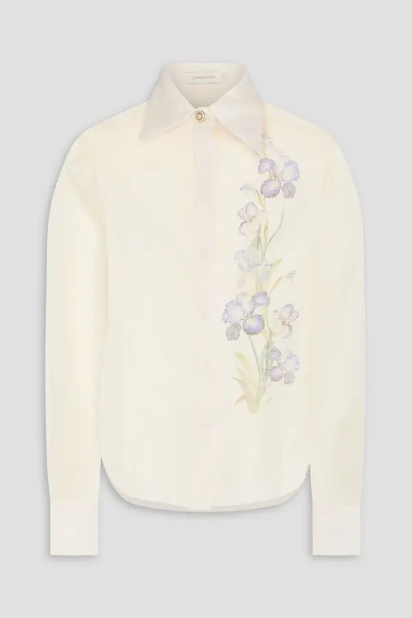 Zimmermann Floralprint Linen And Silkblend Shirt - Ivory