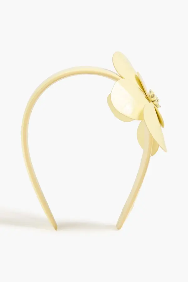 Zimmermann Floralappliquéd Patentleather Headband - Pastel Yellow