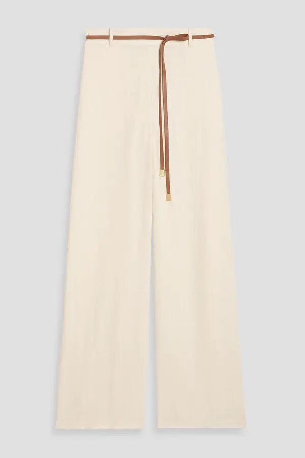 Zimmermann Belted Linen Wideleg Pants - Cream