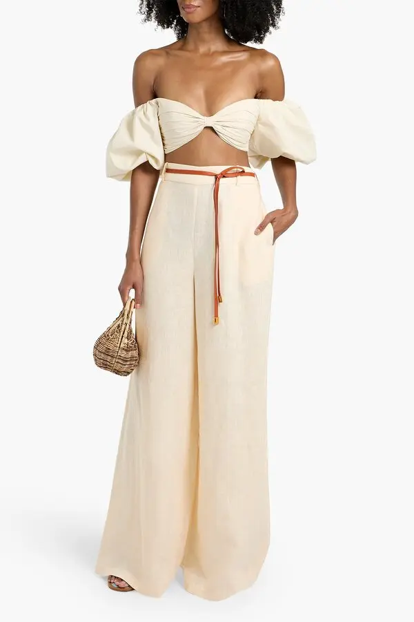 Zimmermann Belted Linen Wide-leg Pants