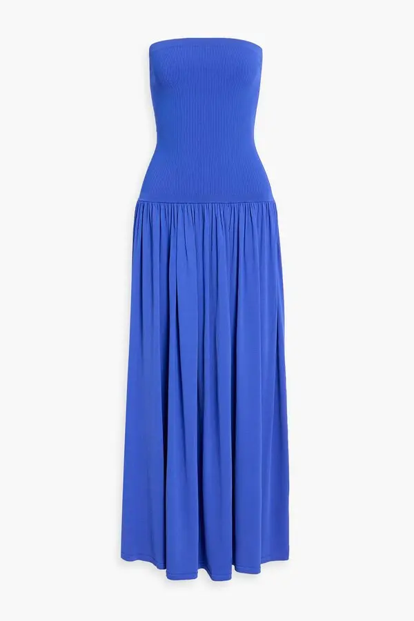 Zimmermann Strapless Ribbed And Stretchknit Maxi Dress - Cobalt Blue