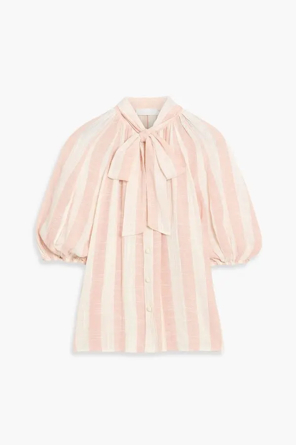 Zimmermann Pussybow Striped Gauze Blouse - Pastel Pink